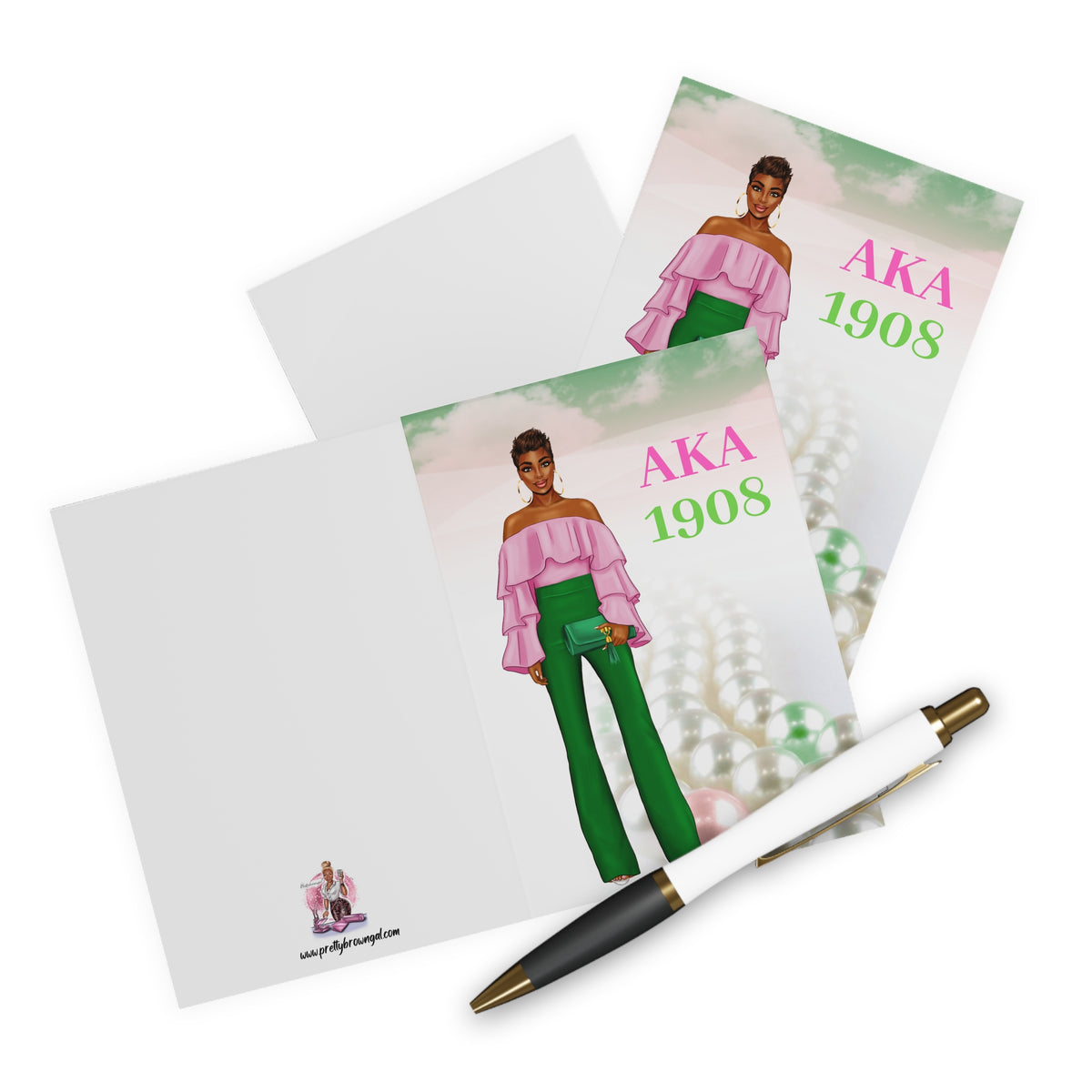 AKA 1908 Short Hair Greeting Cards (5 Pack) – PrettyBrownGal