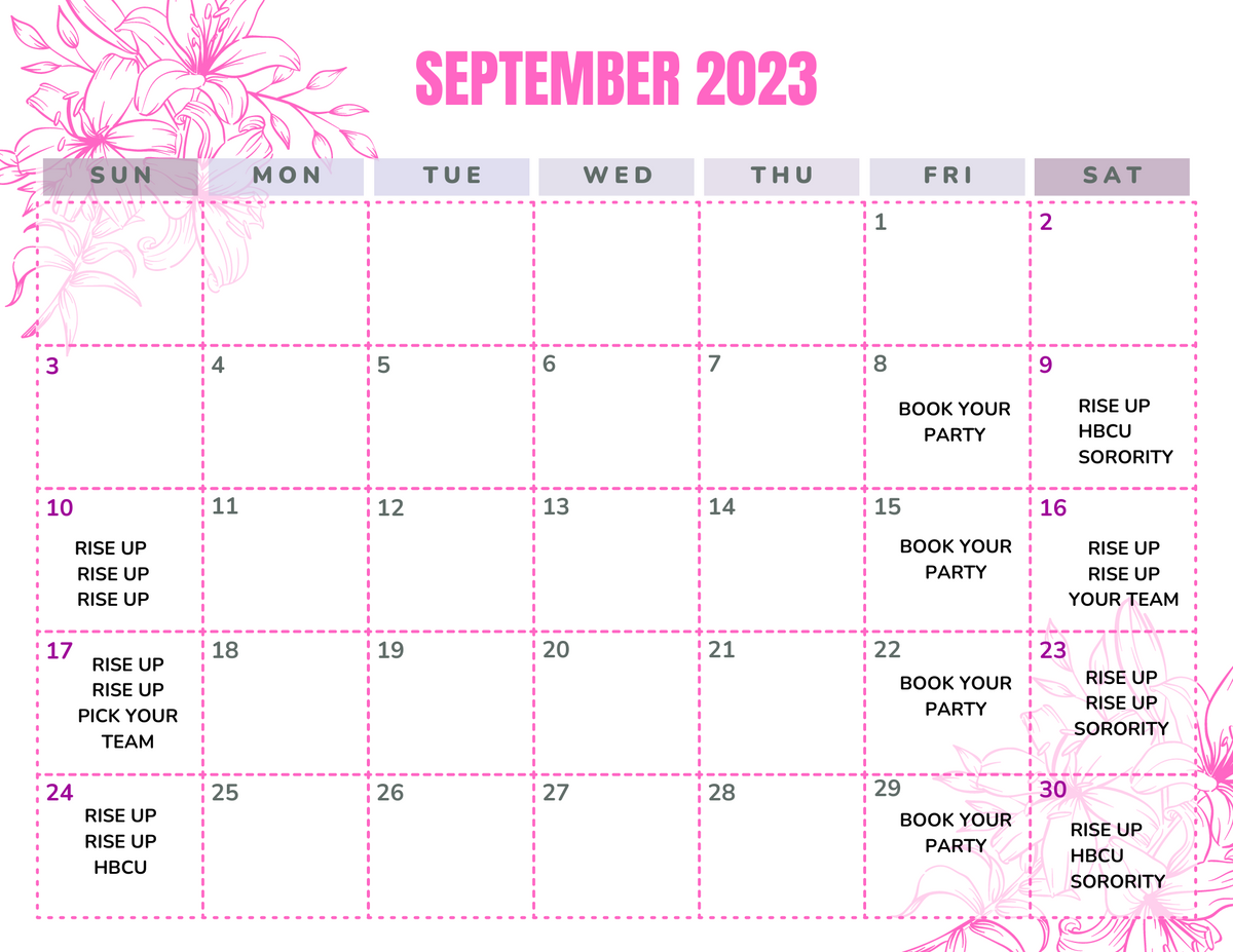 SEPTEMBER CALENDAR – PrettyBrownGal